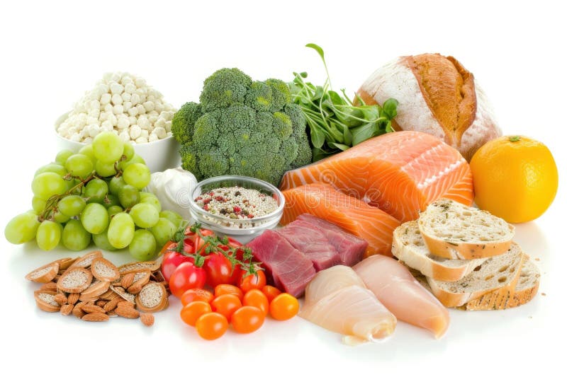 The Five Food Groups, Isolated on White. Generative AI Stock Image ...