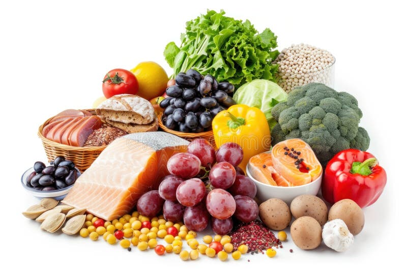 The Five Food Groups, Isolated on White. Generative AI Stock Photo ...