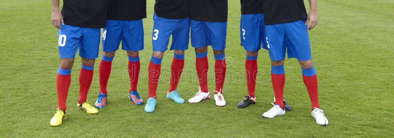 Five Football Players in the Ground Stock Photo - Image of handsome ...