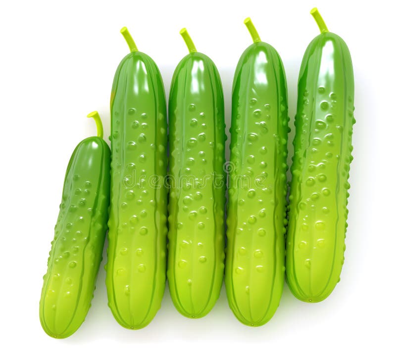 Five Fresh Cucumbers in a Row, Top View Stock Illustration ...