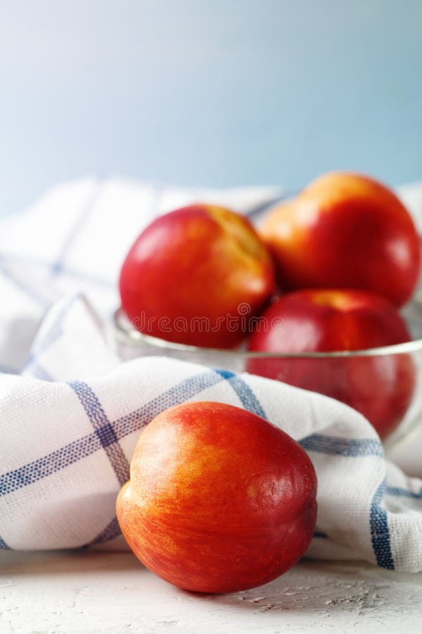 Five Fresh Nectarines Blue Background Stock Photos - Free & Royalty ...