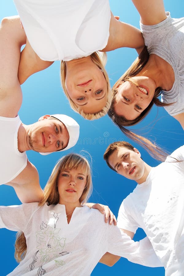 Happy Group of Friends Hugging and Smiling Stock Image - Image of ...