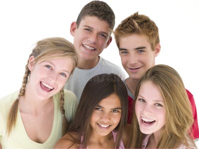Five Friends Together Smiling Stock Photo - Image of teen, camera: 5945608