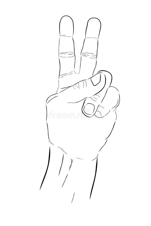 Five 2 Gesture Vector Hand Draw Sketch Doodle Man Hand Stock ...