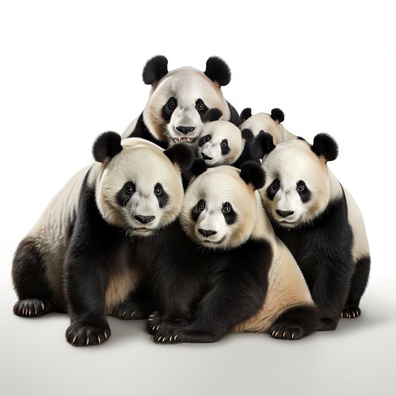 Five giant panda poses stock illustration. Illustration of conservation ...