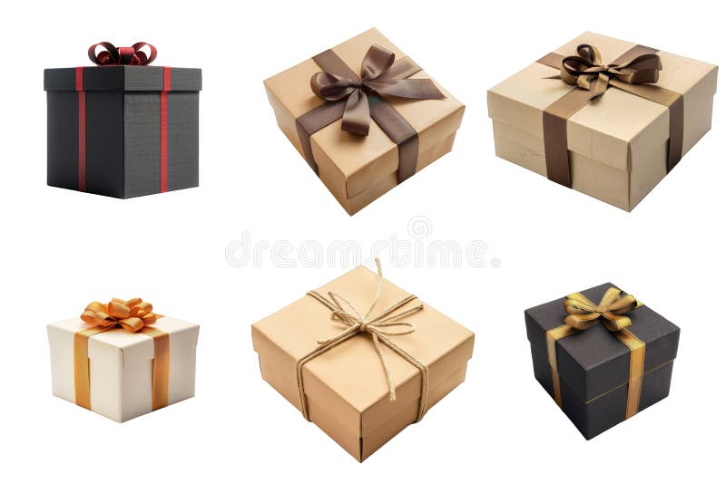 Five Gift Boxes with Different Colors and Ribbons Stock Illustration ...