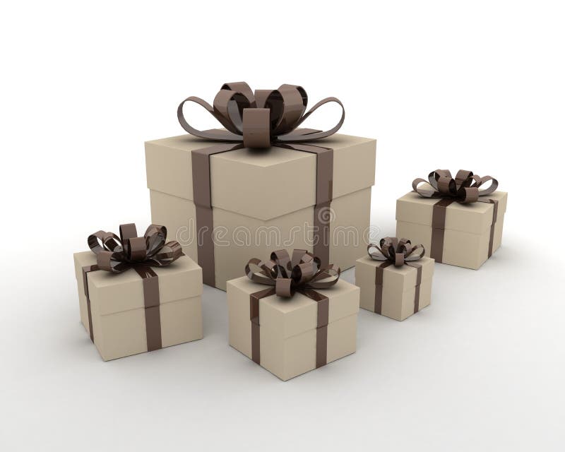 Five Gift Boxes stock illustration. Illustration of surprise - 52802618