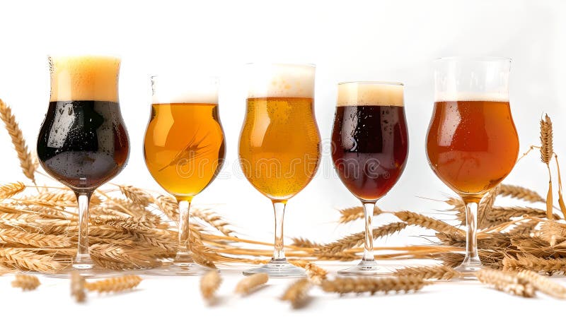 Variety of Craft Beers in Different Shades and Foams. Perfect for ...