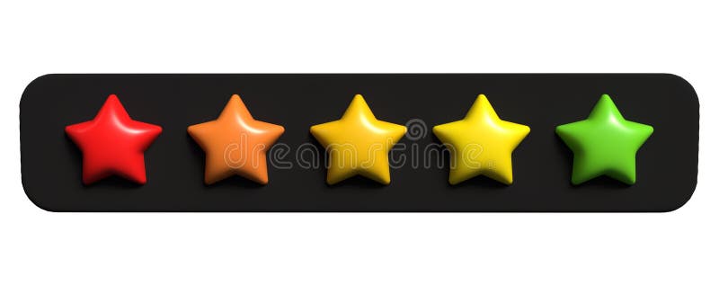 3D Rating Stars Colorful Gradient Bar – Five Glossy Stars in Red ...