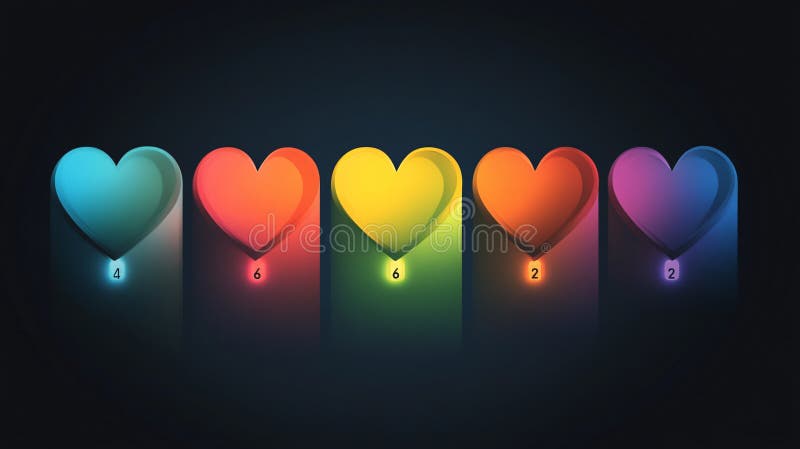 Colorful Glowing Hearts Rating Chart Love Ranking Feedback App UI ...