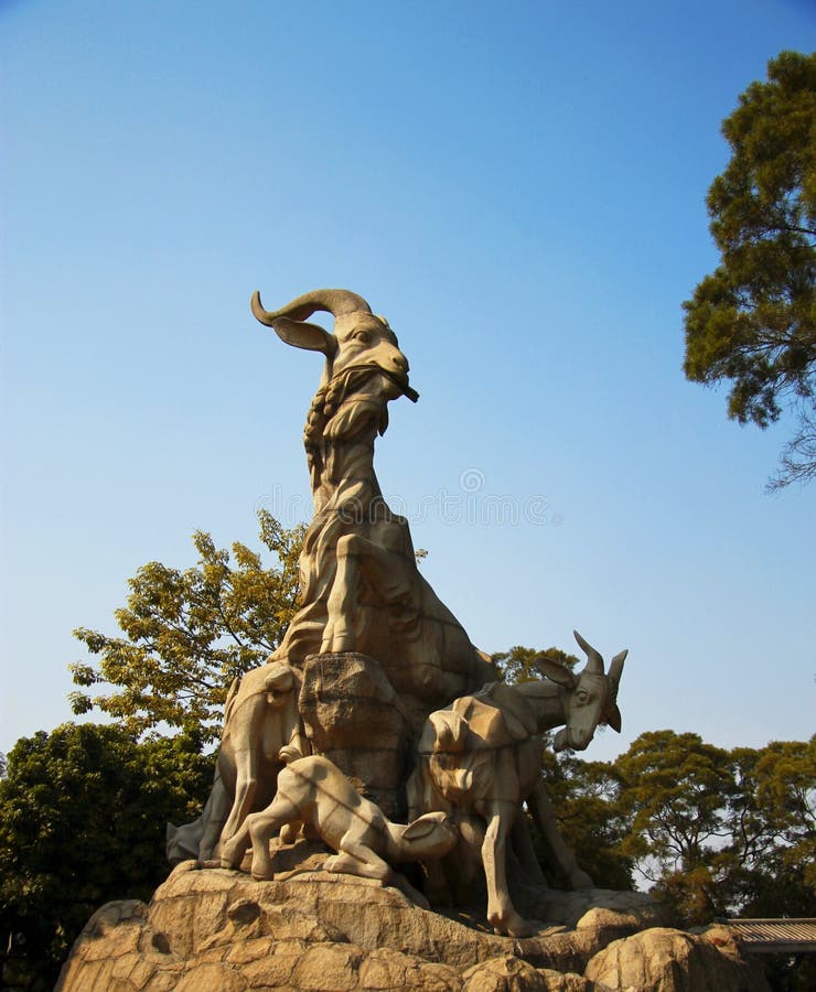 Five Goats Statue in Guangzhou City China Stock Image - Image of statue ...