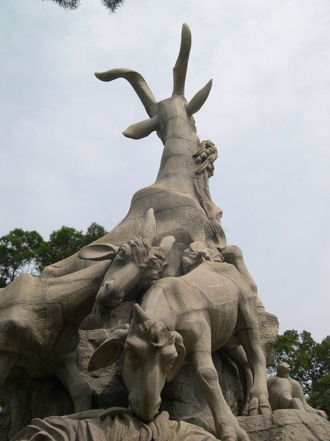 Five Goats Statue in Yuexiu Park Guangzhou, China 2 Oct 2004 Editorial ...