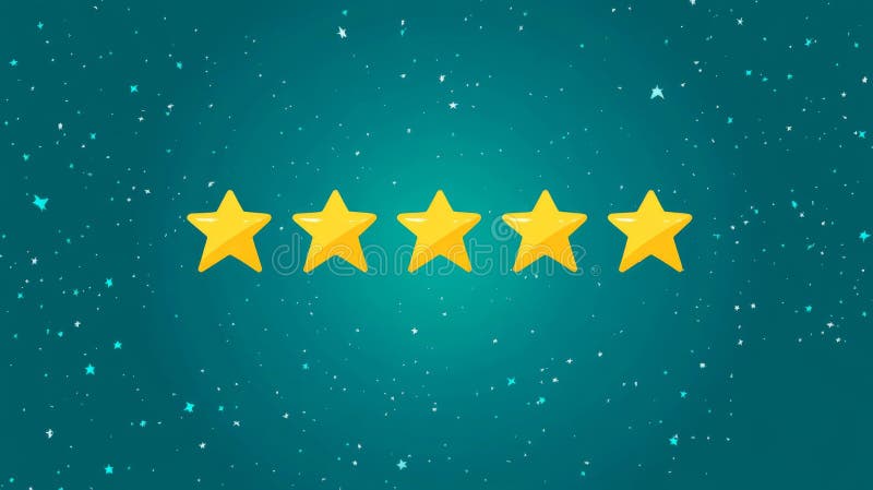 Five Gold Pixel Stars on Teal Background Stock Illustration ...