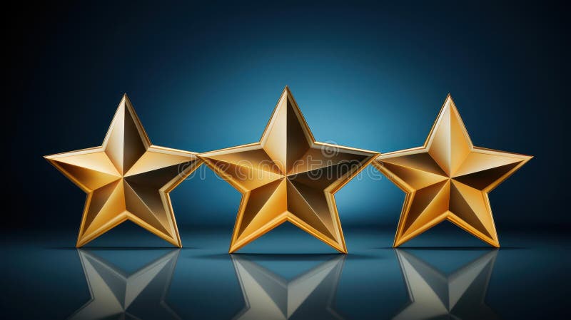 Five Gold Stars Aligned on a Dark Blue Background Create a Stunning ...