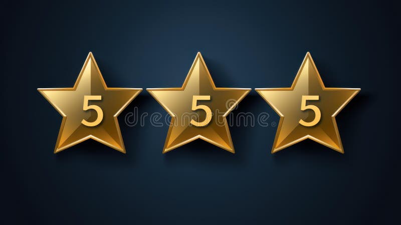 Five Gold Stars Aligned on a Dark Blue Background Create a Stunning ...