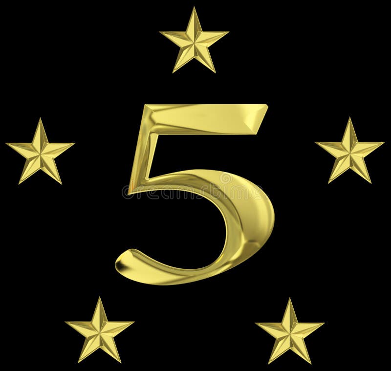 Five Gold Stars in Circular Pattern Stock Illustration - Illustration ...