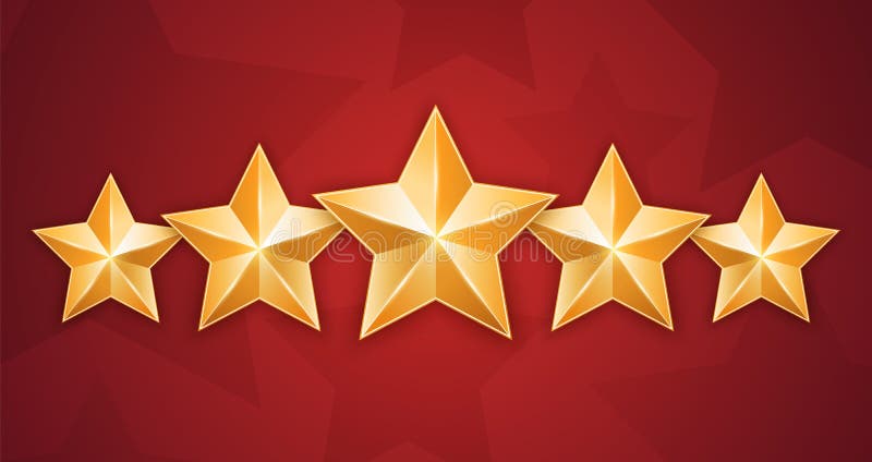 Five Gold Stars on Red Background Stock Vector - Illustration of decor ...