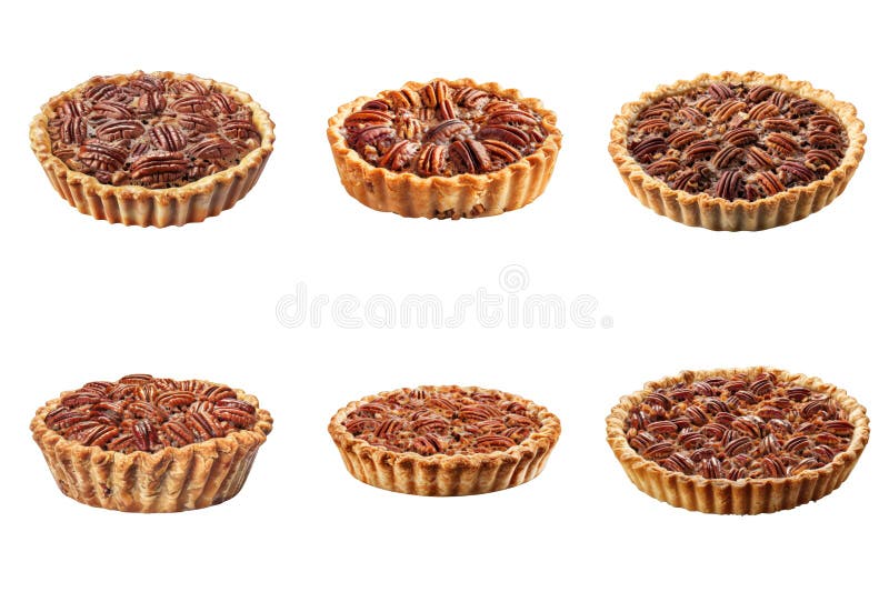 Five Golden Brown Pecan Pies with Flaky Crusts Stock Photo ...