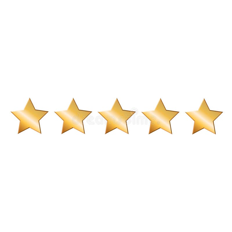 Five Golden Rating Star Vector Illustration in White Background. Stock ... Five Golden Rating Star Vector Illustration in White Background. Stock ...