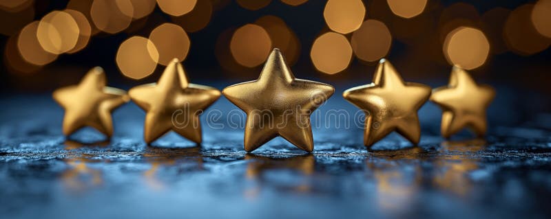 Five Golden Stars with an Elevated Central Star Stock Photo - Image of ...