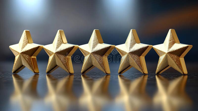 Five Golden Stars, Signifying High Ratings and Positive Feedback Stock ...