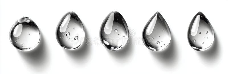 Five Grayscale Water Droplets on White Background Stock Illustration ...