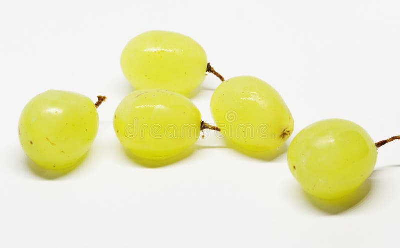 Five Green Grapes on White Background Stock Photo - Image of healthy ...