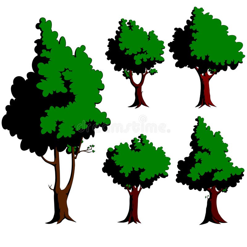 Five green trees stock vector. Illustration of leaf, green - 13656285