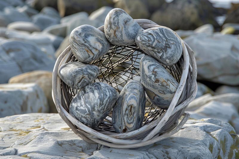 Five Grey and White Rocks Made into a Circle, High Quality, High ...