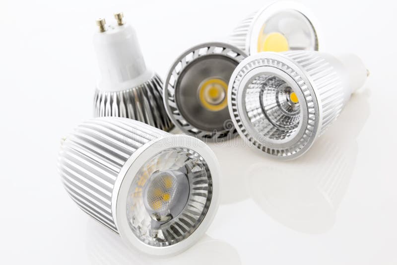 Five GU10 LED Lamps with Different Designs of the Cooling Stock Photo ...