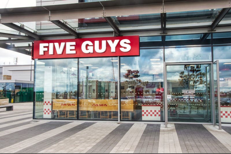 Five guys restaurant editorial photo. Image of advertising - 368632451