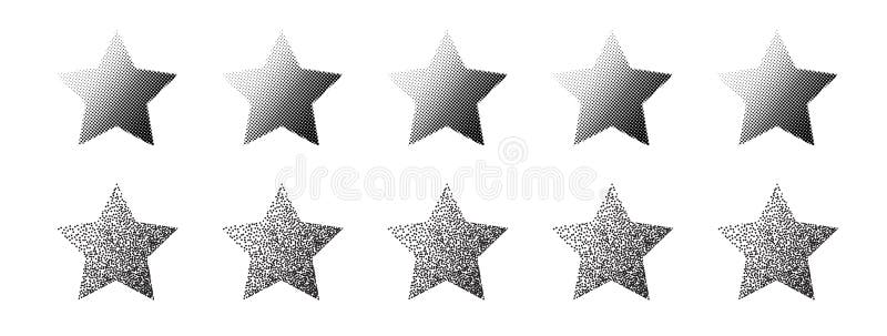 Five Halftone Stipple Effect Star Quality Rating Symbol on Isolated ...
