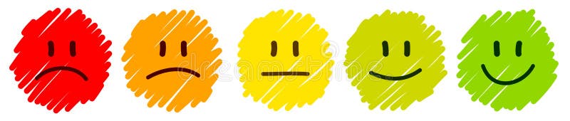 Five Handdrawn Faces Feedback Mood Color Stock Vector - Illustration of ...