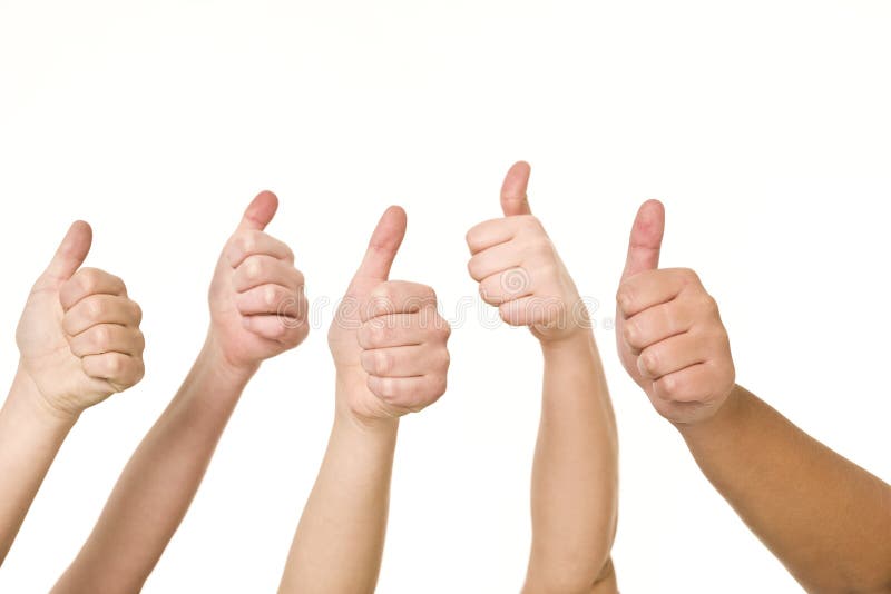 Five hands doing thumbs up stock photo. Image of gesturing - 18394692