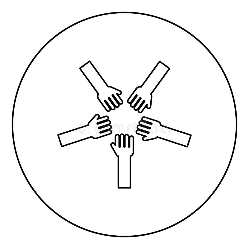 Five Hands Group Arms Many Hands Connecting Open Palms People Putting ...