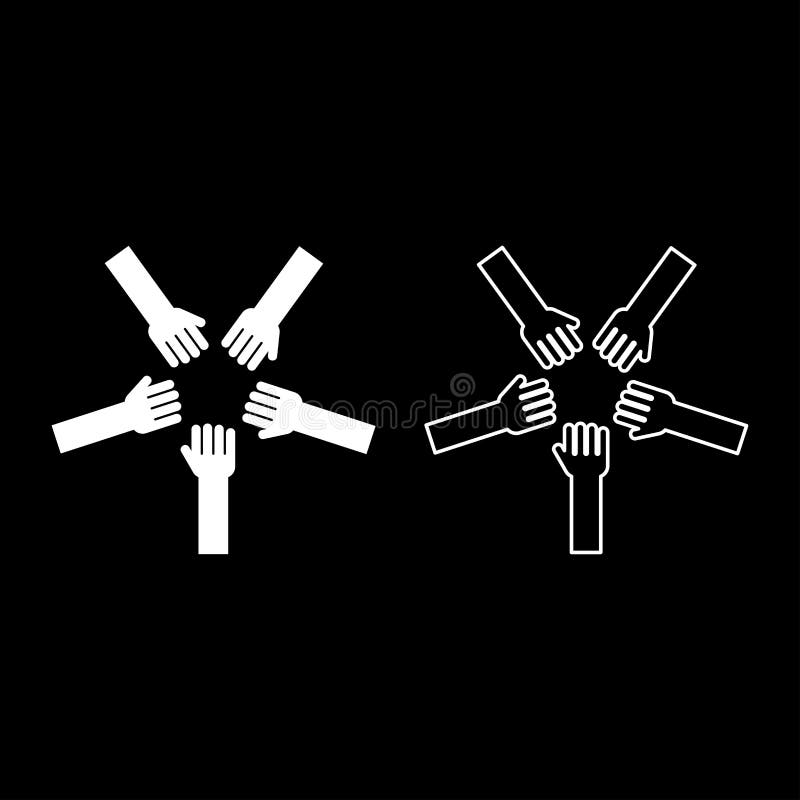 Five Hands Group Arms Many Hands Connecting Open Palms People Putting ...