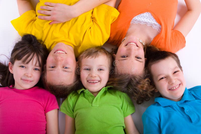 Five happy children stock image. Image of juveniles, girls - 5330949