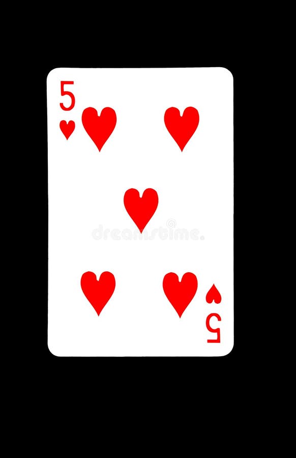 Five of Hearts Playing Card on Black Background Stock Illustration ...