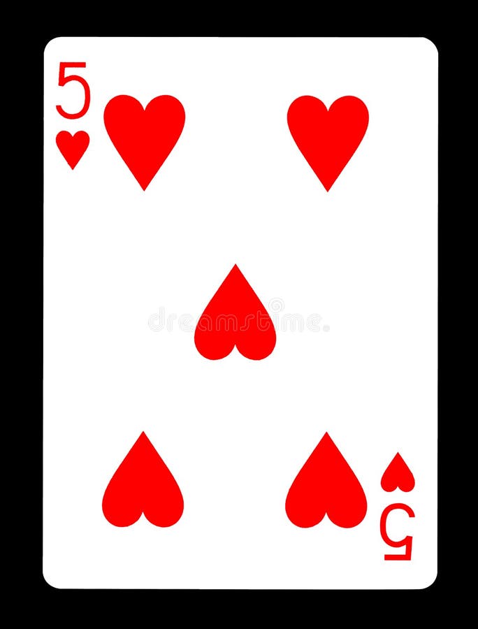 Five of Hearts Playing Card, Stock Image - Image of background, leisure ...