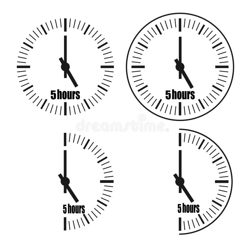 Five Hours Clock on White Background. Five O`clock Stock Illustration ...