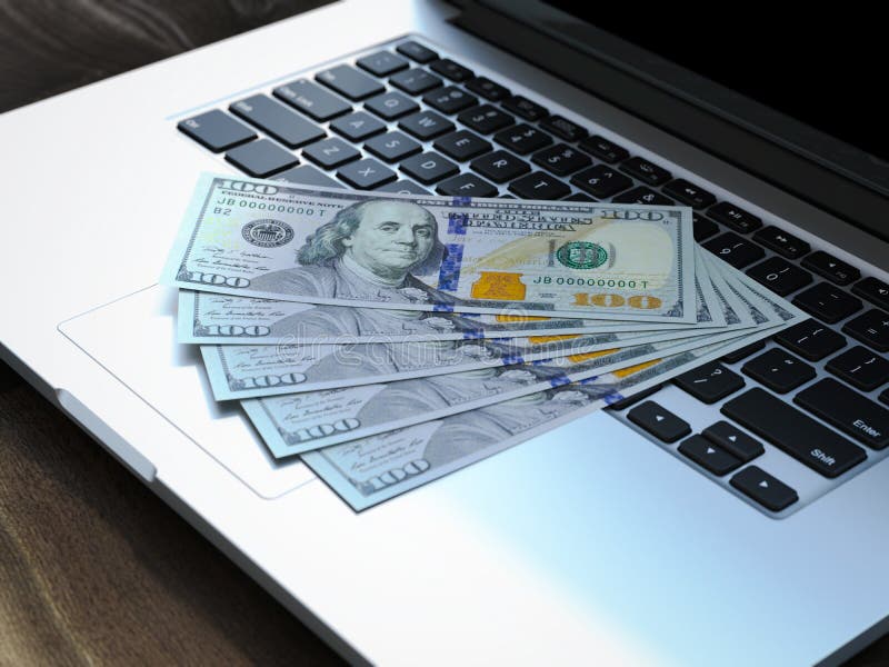 Five Hundred Dollars on Modern Laptop Keyboard Stock Image - Image of ...