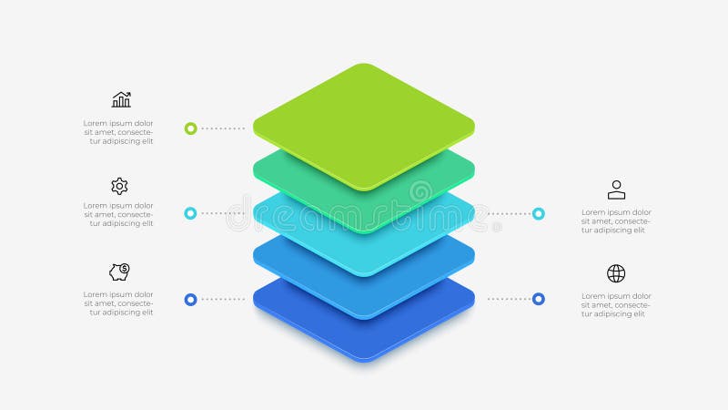 Six Vertical Elements Infographic with Color Bookmarks Stock Vector ...