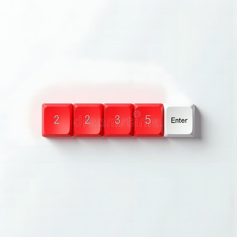 Keyboard Sequence with Red 2235 Keys and White Enter Stock Illustration ...