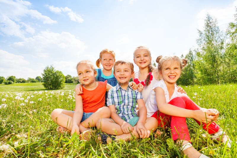 Five Kids with Colourful Eastern Eggs at Table Stock Photo - Image of ...