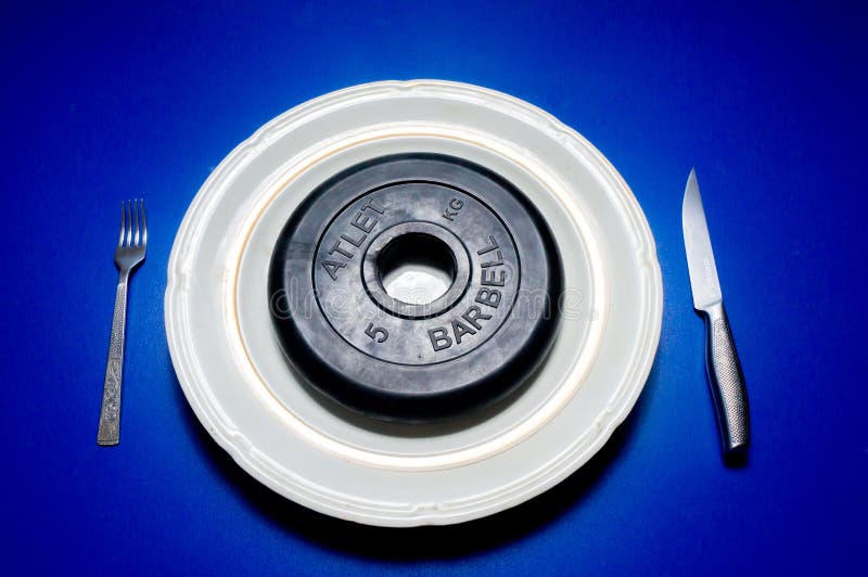 Five Kilogram Pancake Projectile on a Plate with Cutlery Stock Image ...