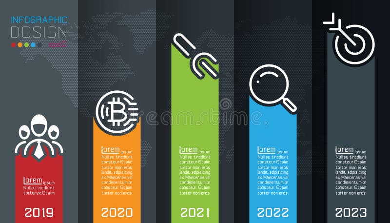 Six Labels with Business Icon and World Map Stock Vector - Illustration ...