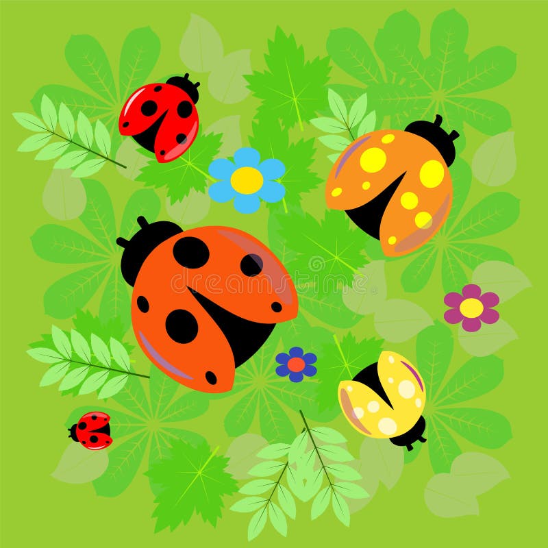 Set Of Four Ladybugs In Different Colors Stock Vector - Illustration of ...