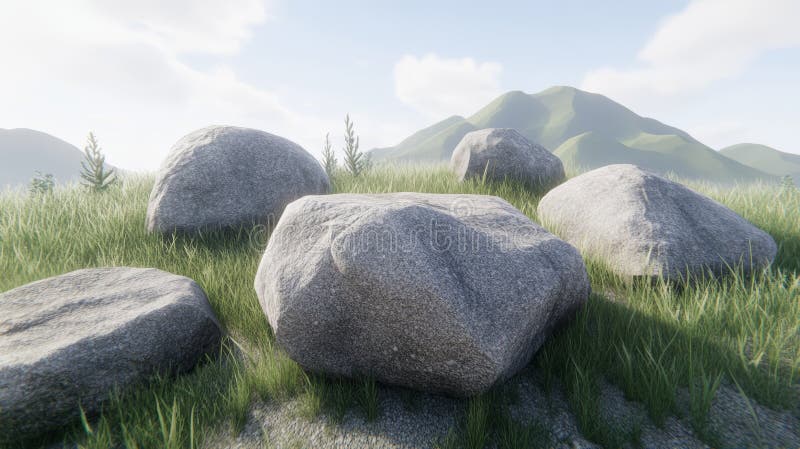 Grassy Background Rocks Stock Illustrations – 388 Grassy Background ...