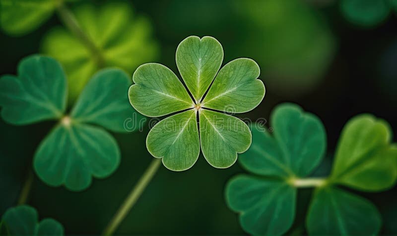A Five-leaf Clover Stands Out among Other Three-leaf Clovers Stock ...