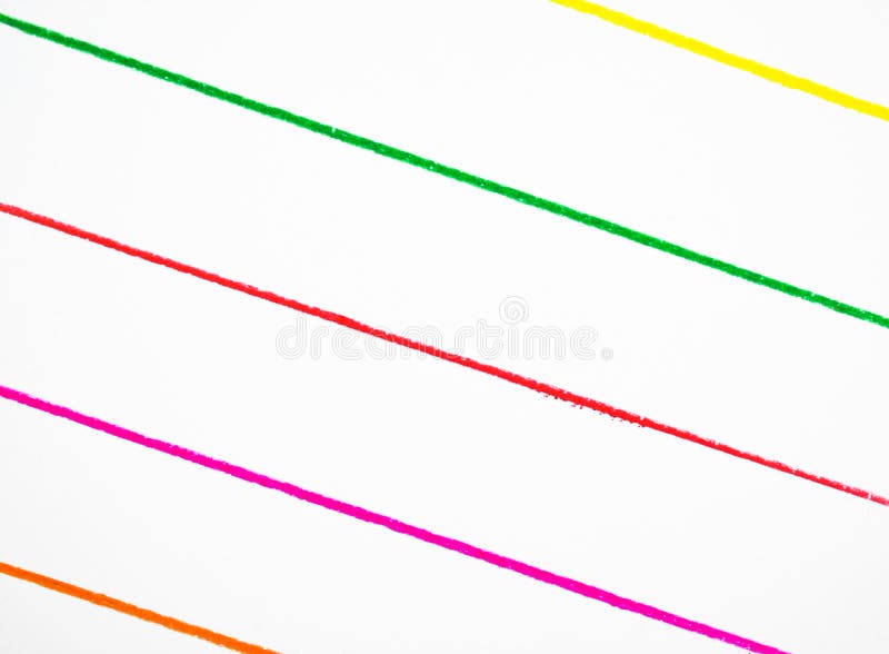 Five Line Drawn with Five Different Colored Wood Pencil Crayons on a ...